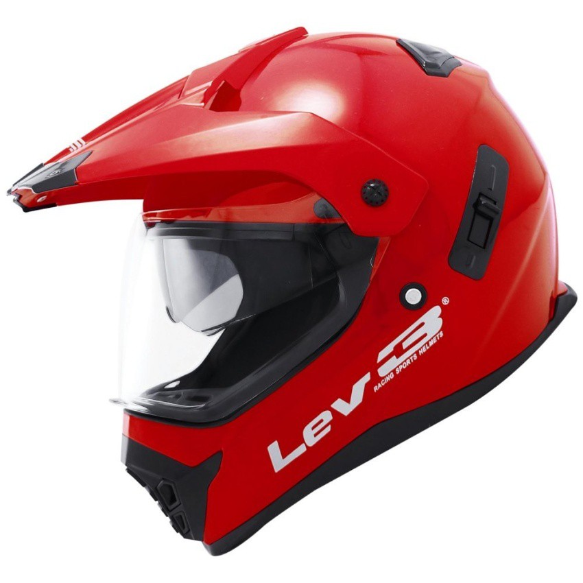 Lev3® DualSport Motard BJ-8910 Plain Motorcycle Helmet (Red) | Shopee ...