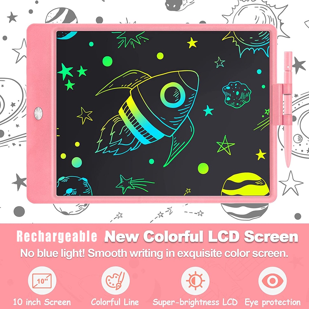 10 inch LCD Rechargeable Writing Tablet, Built in Colorful Screen ...