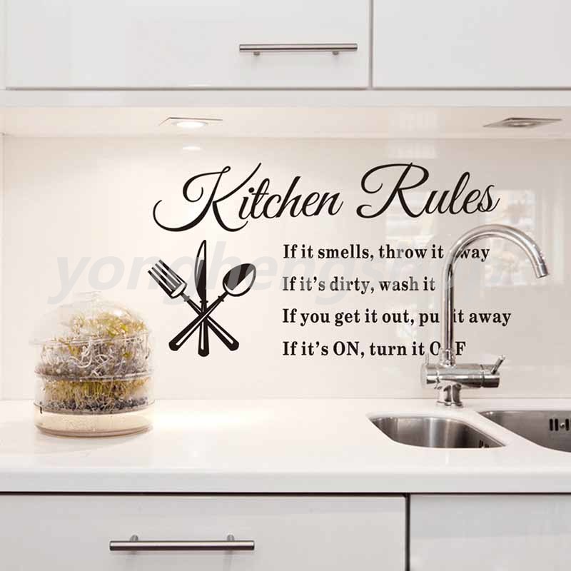 Kitchen Rules DIY Decal Sticker Door Sign Quotes Lettering Words ...