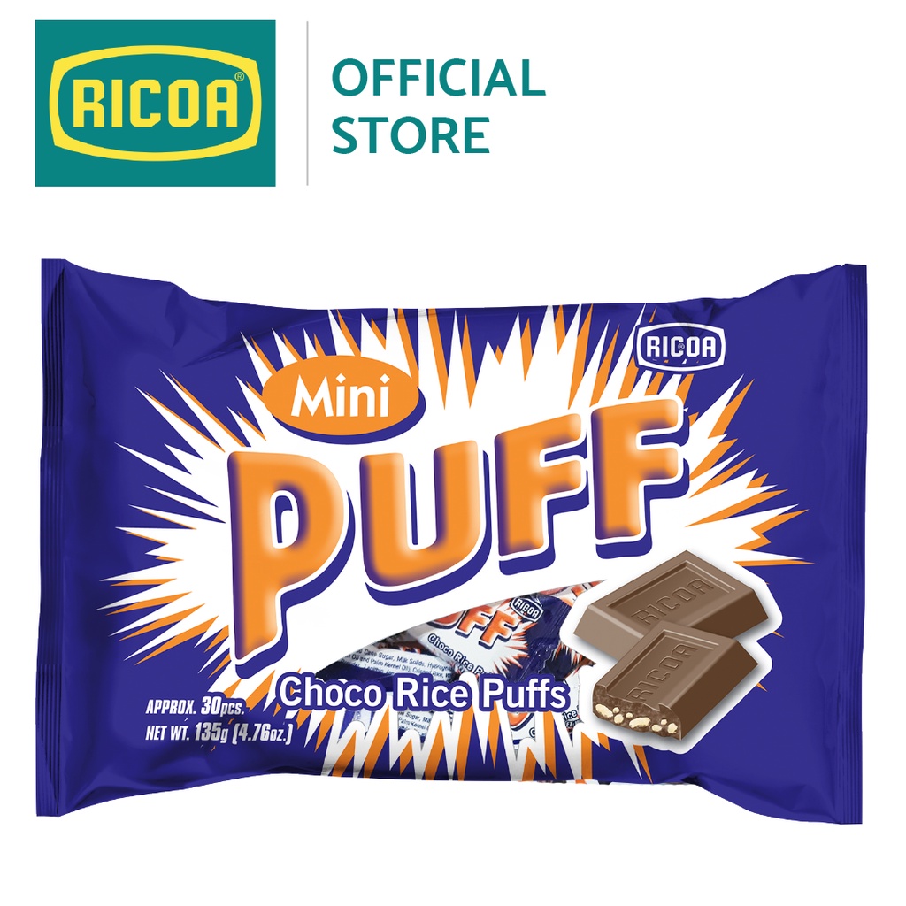 RICOA Mini Puff Chocolate with Rice Crispies 135g (30s) | Shopee ...