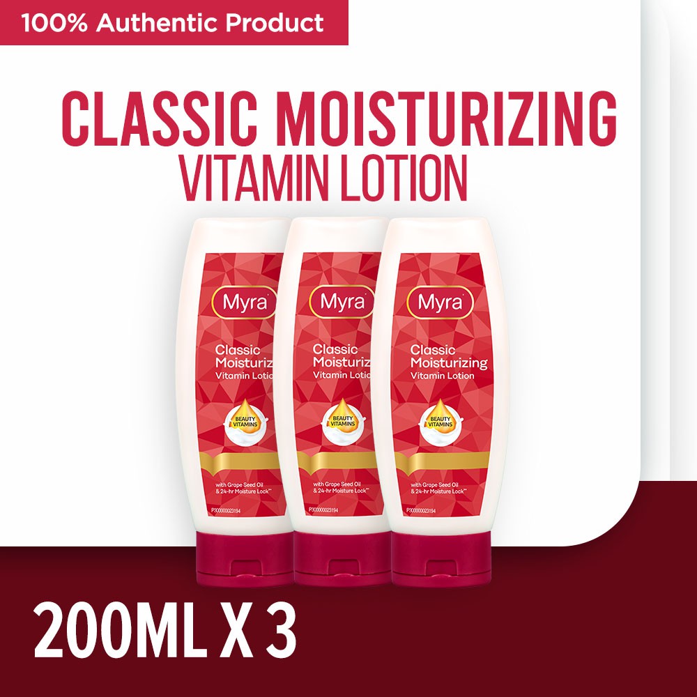 Myra Classic Moisturizing Vitamin Lotion 200ml x 3 | Shopee Philippines