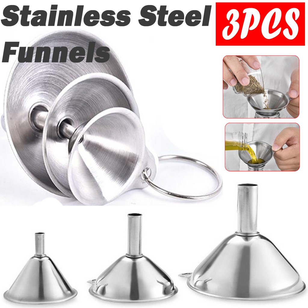 3PCS Stainless Steel Funnels Canning Detachable Strainer Filter Mini Funnel | Shopee Philippines