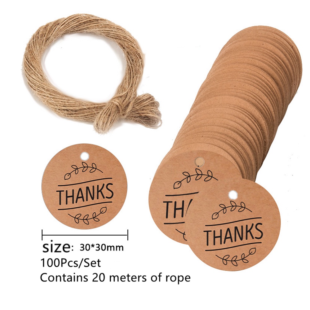100pcs/Set (Contains Rope) Thank you with Red Heart Kraft Gift Tags ...