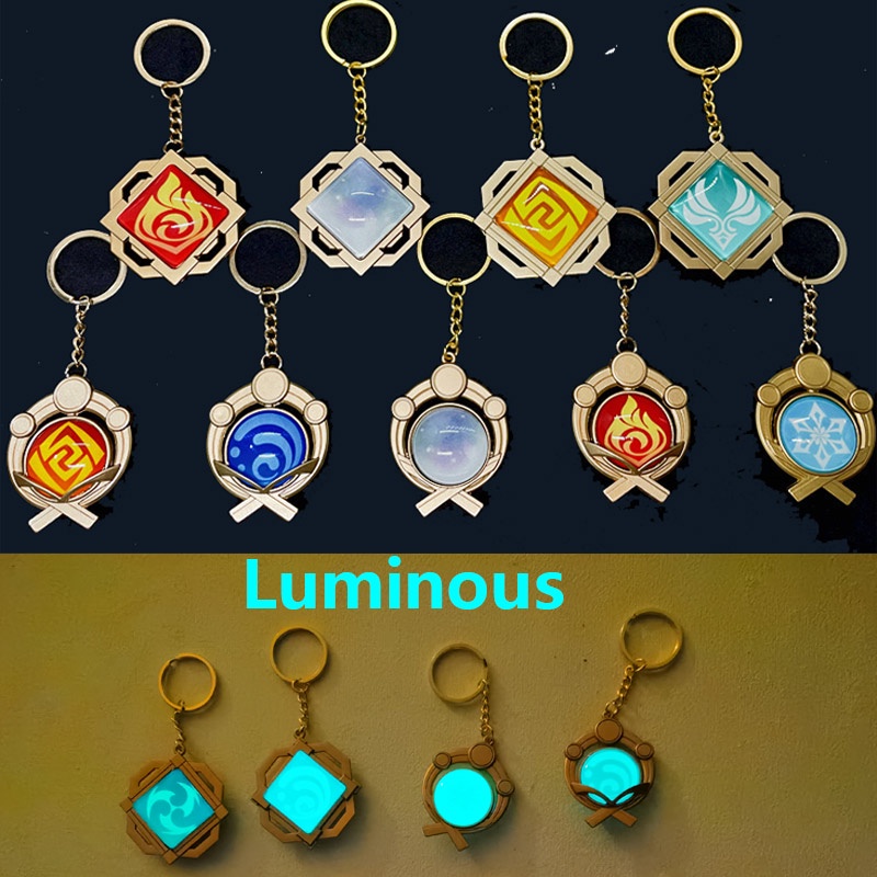 Genshin Impact Vision Luminous Key chains Charm Game Project Cosplay ...