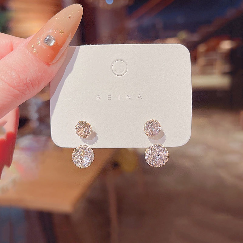 Shuling S925 silver needle Rhinestone Earrings Cute Shining Ear Studs ...