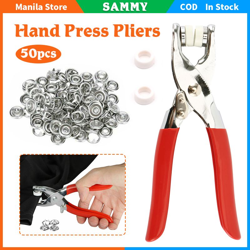 25 Sets 9.5mm Metal Prong Snap Buttons+Snap Pliers Hand Press Pliers ...