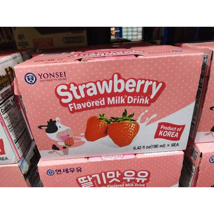 Yonsei Strawberry Flavored Milk Drink 190ml x 6 | Shopee Philippines
