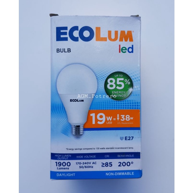 ECOLUM 19W LED BULB DAYLIGHT PER BOX (50 PCS) | Shopee Philippines