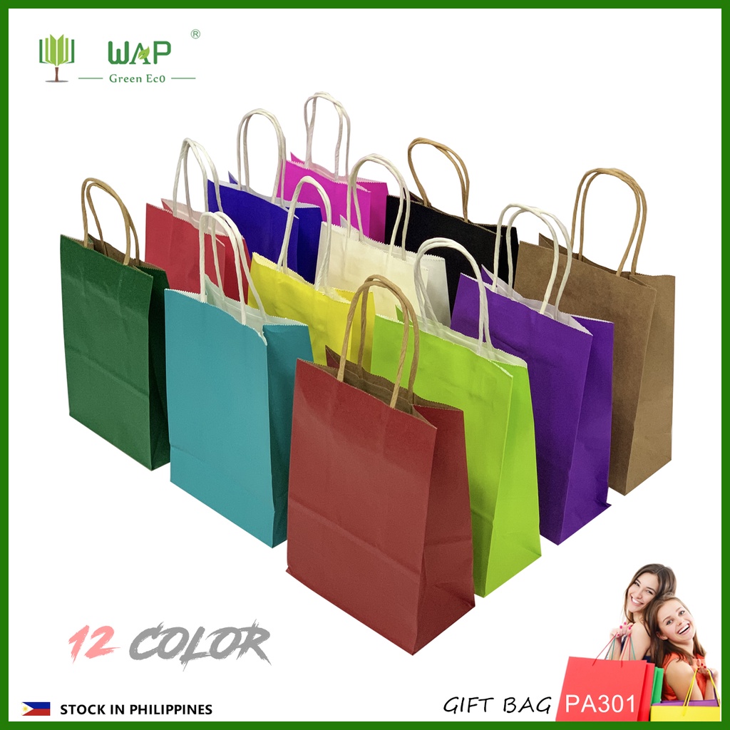 20 Pcs Color Paper Bag Plain Handle Bag Gift Bag Hand Bag Paperbag # ...