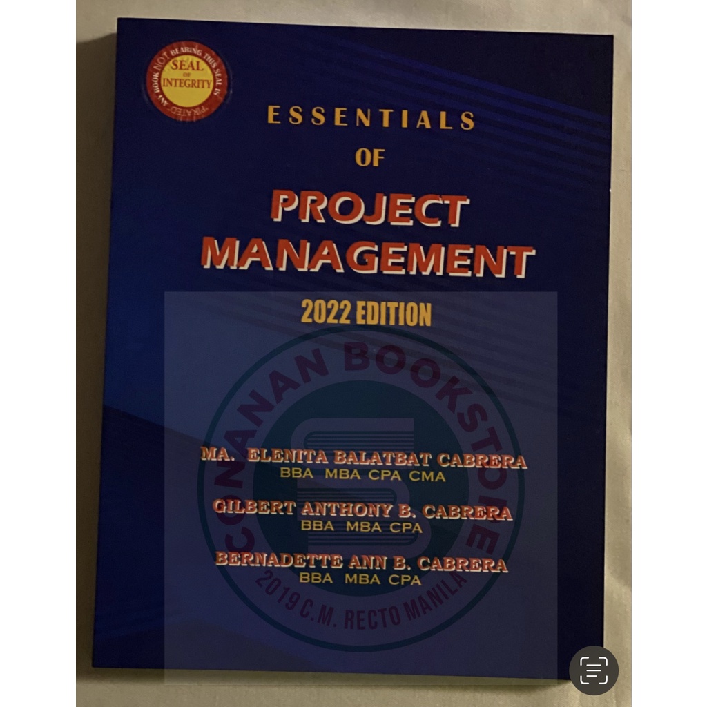 Essentials of Project Management 2022 by Ma. Elenita Cabrera | Shopee ...