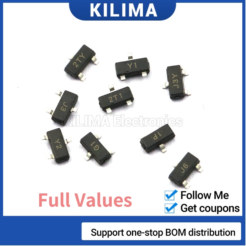 50Pcs SMD Transistor S8050 S8550 2N4401 J3Y 2TY SOT-23 NPN PNP | Shopee ...
