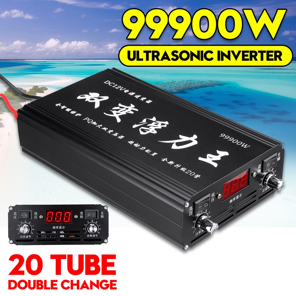 99900W 12V DC Ultrasonic Inverter Electric Fisher Fish Shocker Stunner ...