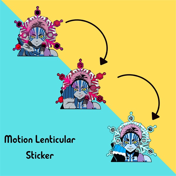 Akaza Motion Sticker Demon Slayer Lenticular Sticker Waterproof Decals ...