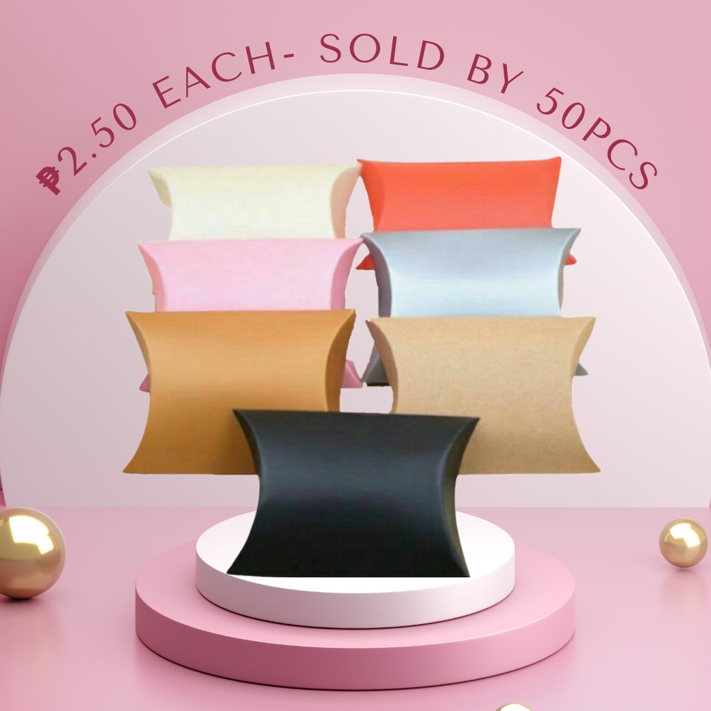 FP538 (50 PCS) SMALL Pillow Kraft Favor Souvenir Candy Box for Wedding ...