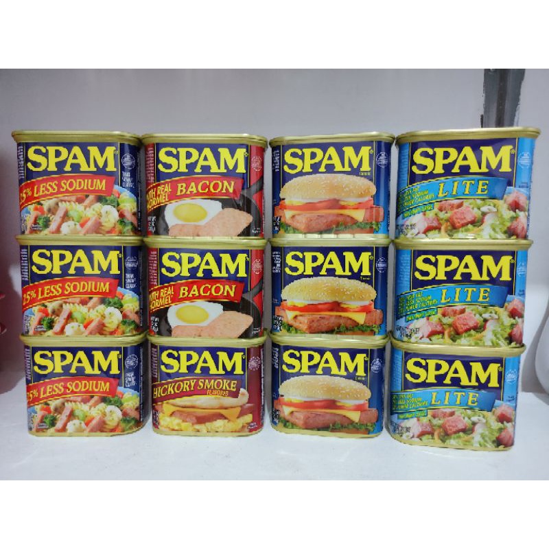 SPAM (340g) BOUGHT FROM USA(Bacon,less sodium,lite,classic) | Shopee ...
