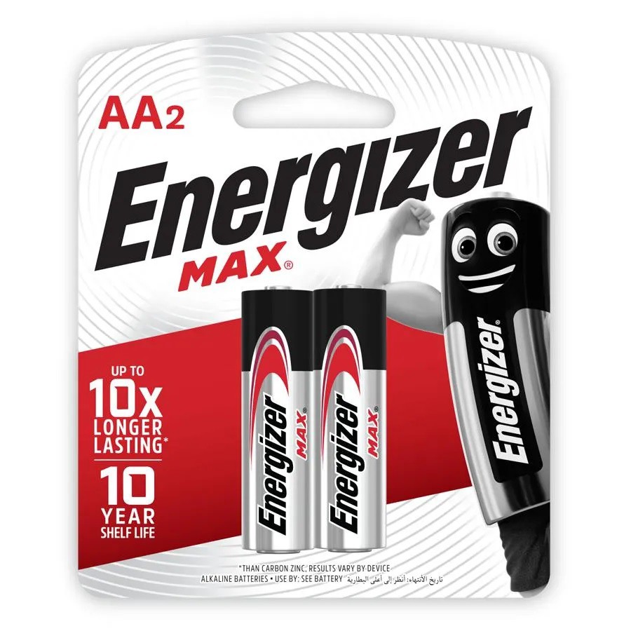 Energizer MAX AA (2 pcs) Battery E91BP2 Energizer AA Alkaline Batteries ...
