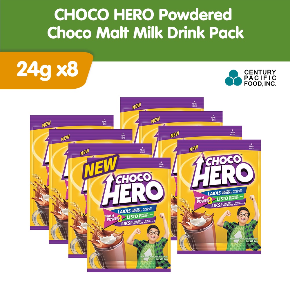 CHOCO HERO Powdered Choco Malt Milk Drink 24g x8 | Shopee Philippines