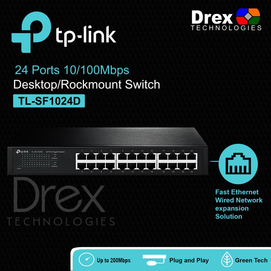 TP-LINK TL-SF1024D 24 Port 10/100Mbps Desktop Rackmount Switch Hub 24 ...