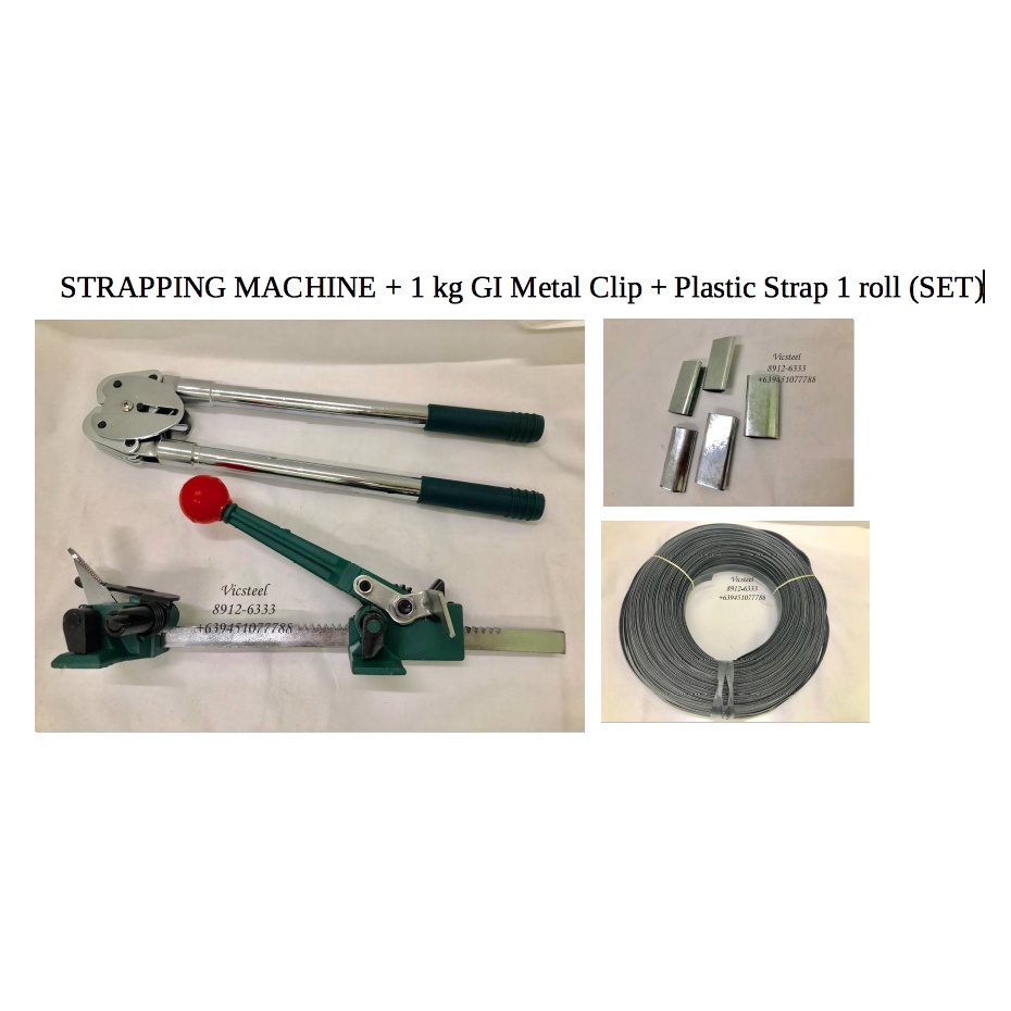 Strapping Machine with Plastic Strap 5/8 and GI Metal Clip 1 kg SET ...