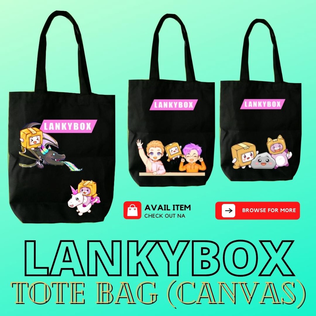 LANKYBOX Tote bag (Black Canvas) | Shopee Philippines