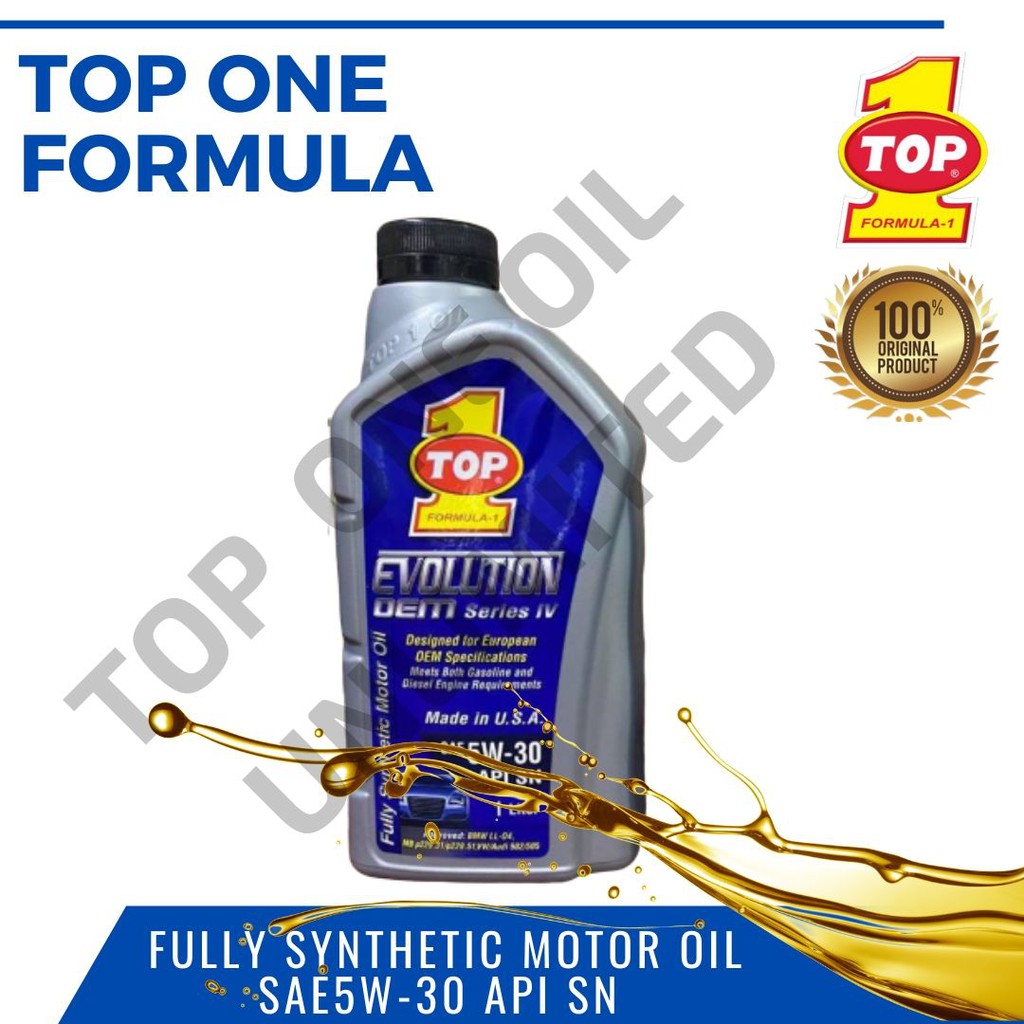 Top One Formula- Fully Synthetic Motor Oil Evolution OEM Series IV ...