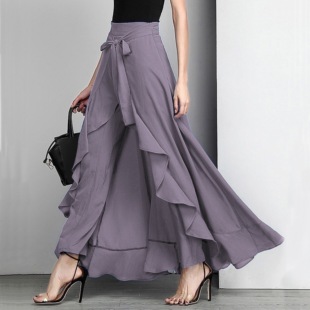 Women Summer Elegant Chiffon Ruffle Skirt Wide Leg Pants | Shopee ... Women Summer Elegant Chiffon Ruffle Skirt Wide Leg Pants | Shopee ...