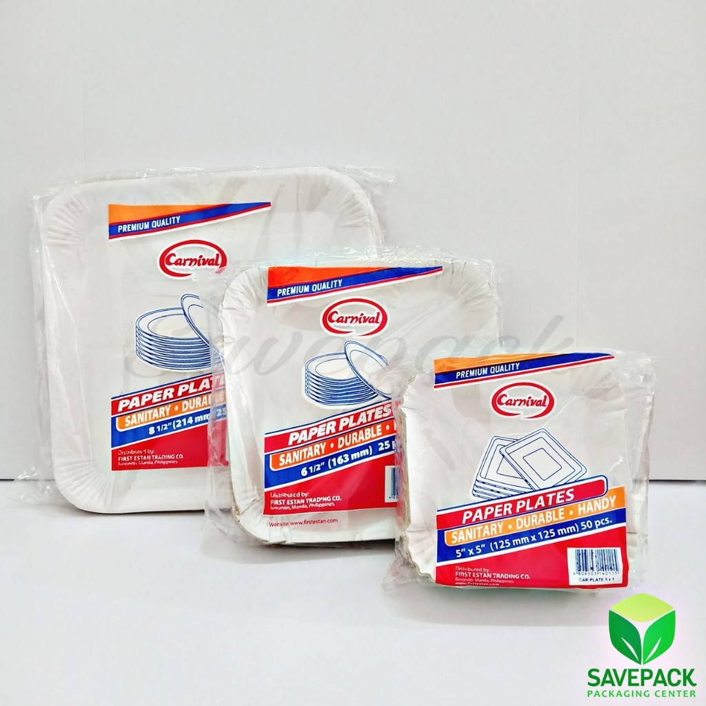 Square Paper Plate - White (Non-laminated) | Shopee Philippines