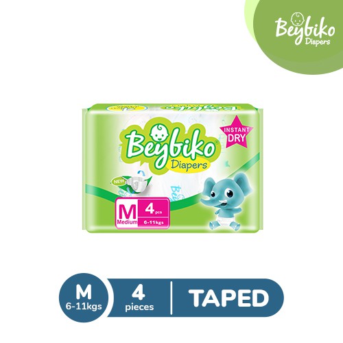 Beybiko Diapers Medium (6-11 Kg) - 4 Pcs Travel Pack - Taped Diapers ...
