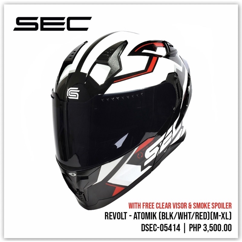 SEC Revolt Modular Dual Visor Helmet- Atomik Model (Free Spoiler and ...