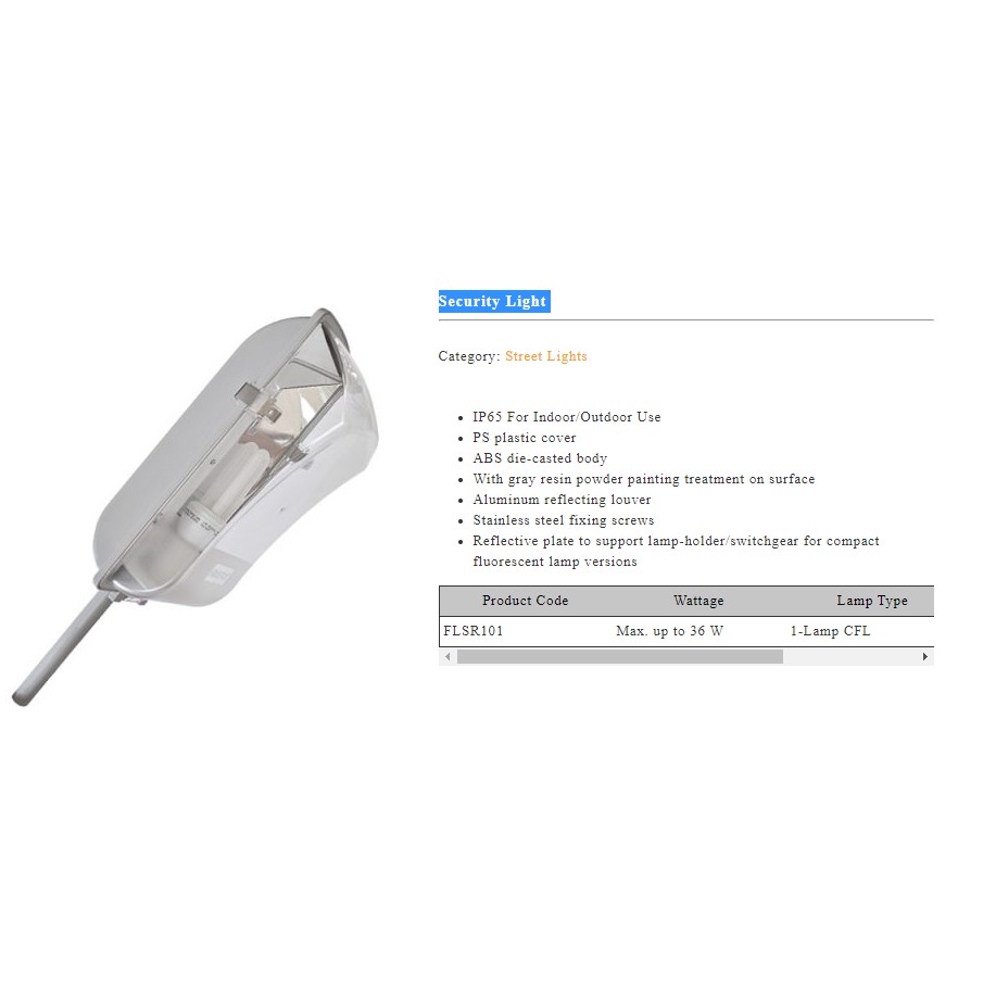 Firefly Security Light with Bracket and Free 15W Compact Fluorescent ...