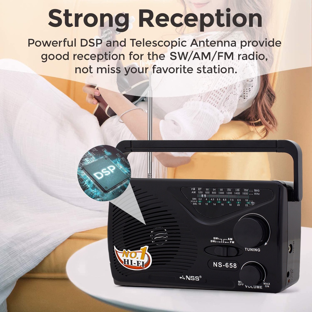 NSS Radio Speaker HI-FI Super Sound FM/AM/SW 4band Portable Electric ...