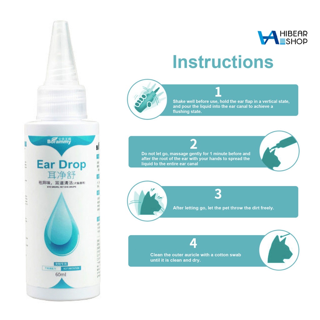 Pet Eye Drop Ear Care Tear Stain Removing Dirt Anti-Inflammatory ...