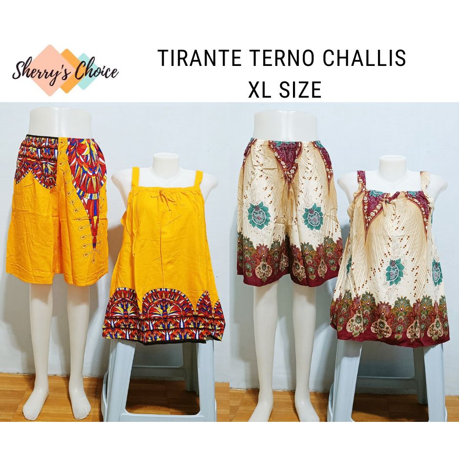 Tirante strap terno shorts Bangkok Challis terno pambahay | Shopee ...