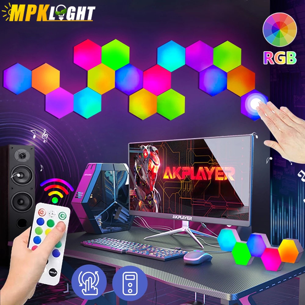 4/6/10PCS DIY Touch Sensitive Aurora Hex Panels | Hexagonal Quantum LED ...