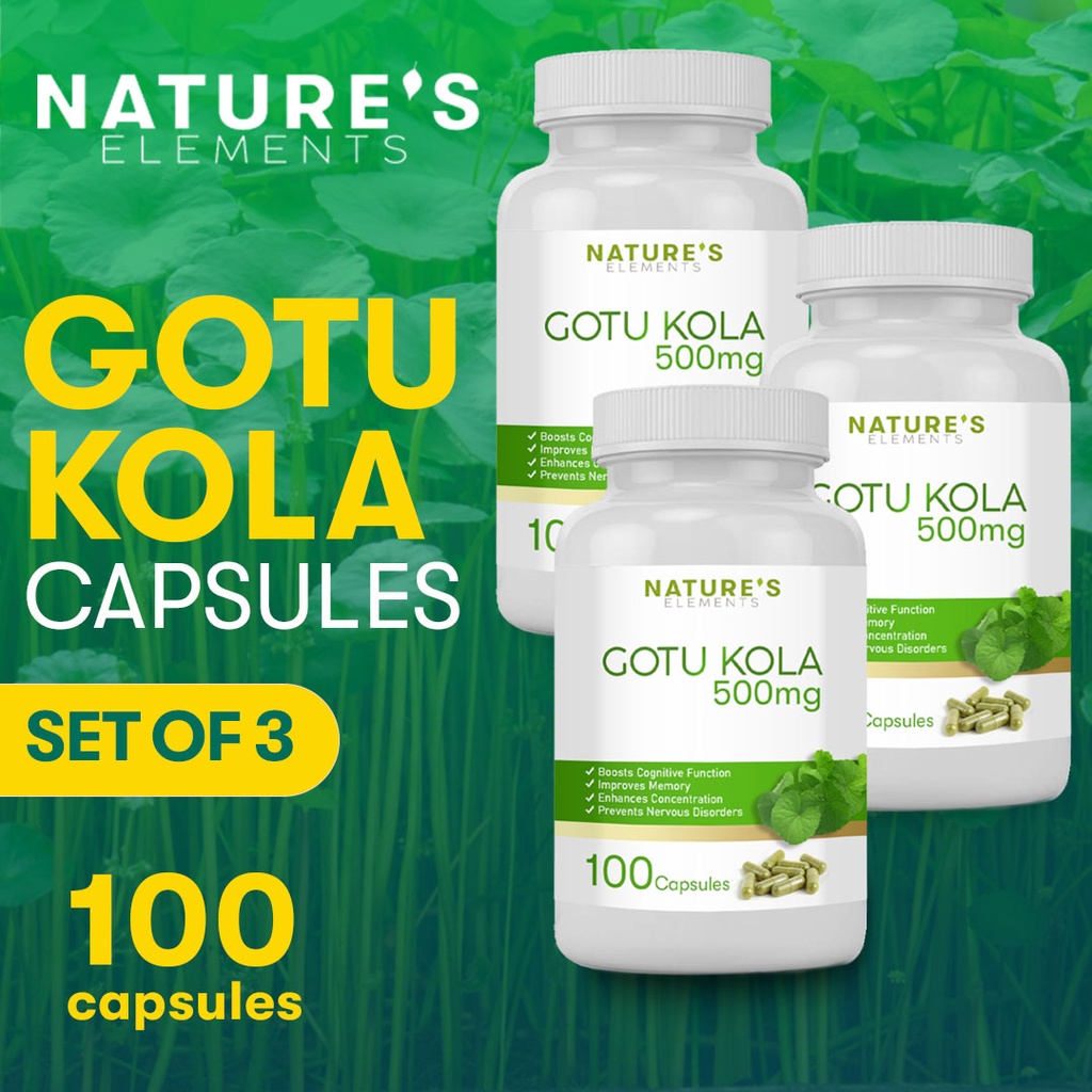 Set of 3 - Organic Gotu Kola Capsule (100 Capsules) Antioxidant ...
