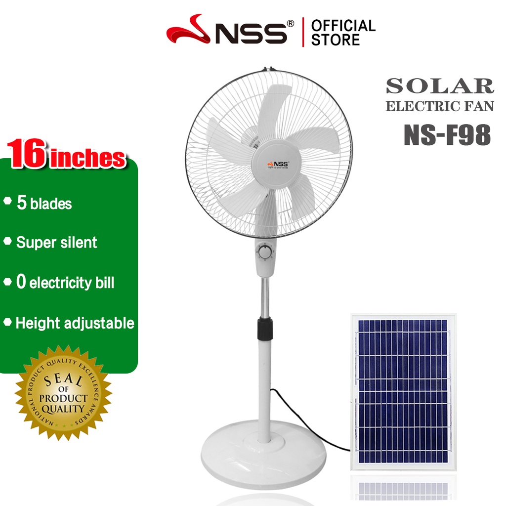 NSS SOLAR FAN with Solar Panel 16" Solar ELECTRIC FAN WITH Solar Panel ...
