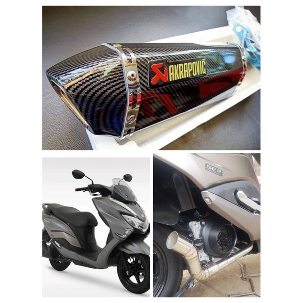 SUZUKI BURGMAN 125 EXHAUST PIPE MUFFLER BIG ELBOW Akrapovic Carbon ...