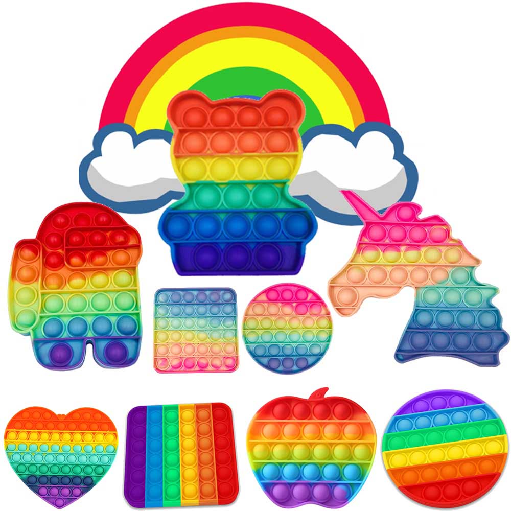 New Unicorn Pop Its Round Fidget Toy Push bubble stress relief kids pop ...