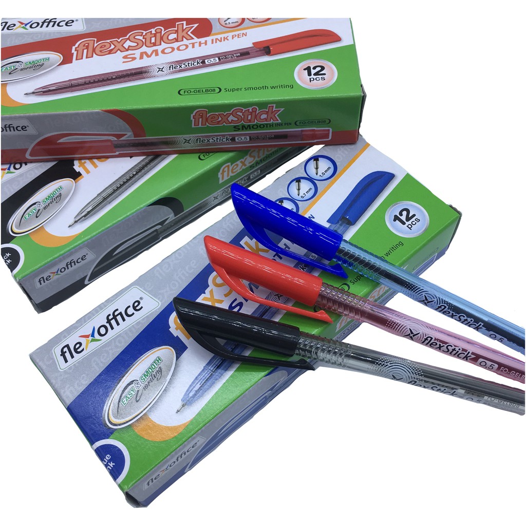 12pcs 0.5/0.7mm original Flexoffice flexstick smooth ink pen ballpen ...