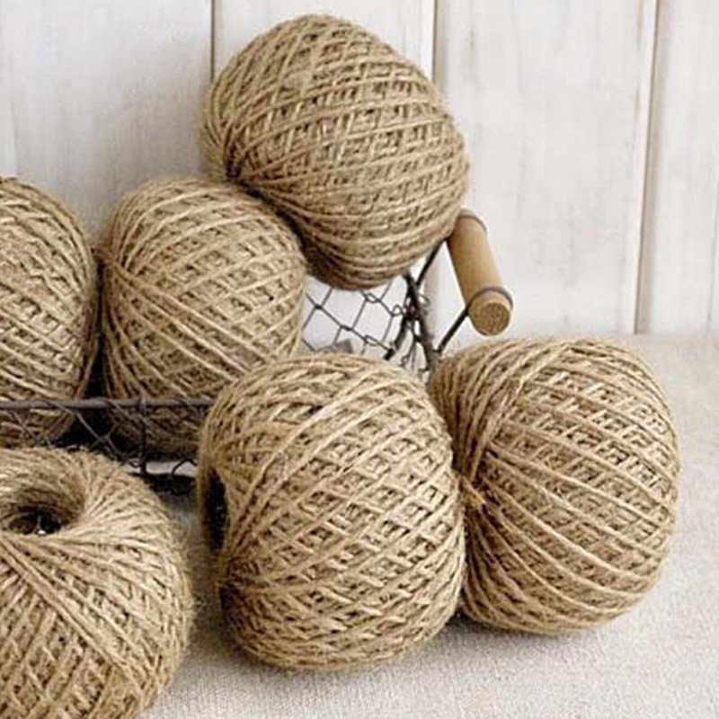 100M/Roll DIY Twisted Craft Rope Natural Burlap Jute Twine Hemp Linen ...