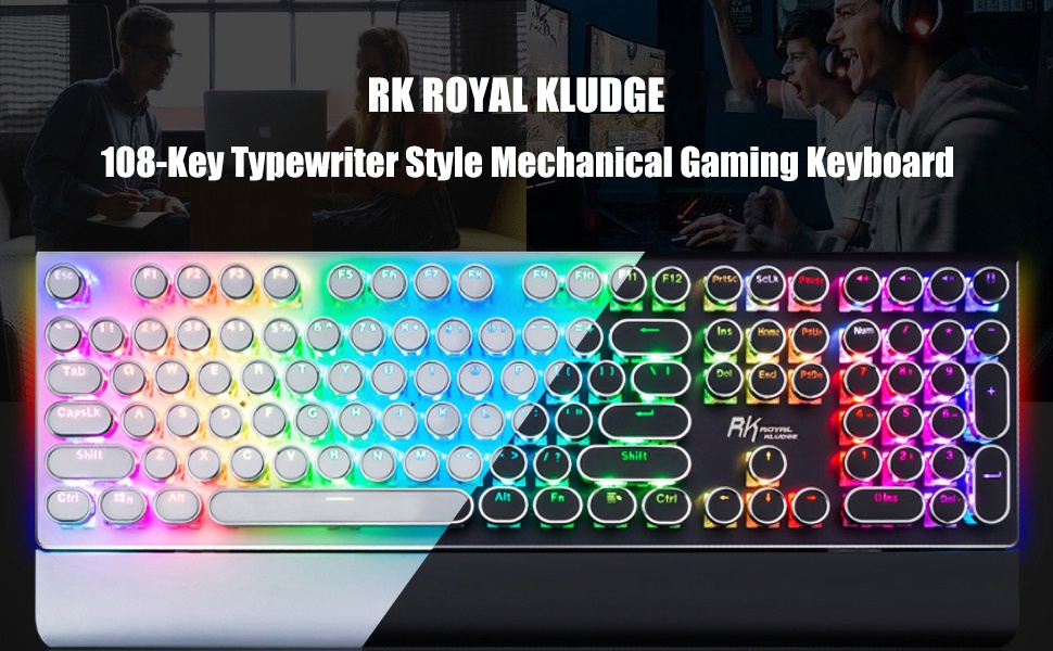 RK108/RK918/RK950 ROYAL KLUDGE Typewriter Mechanical Gaming Keyboard ...