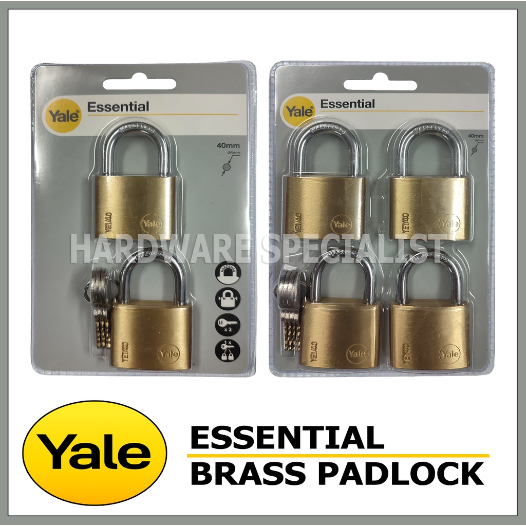 Yale Essential Brass Padlock with Key Set 40mm Original Authentic | Shopee Philippines