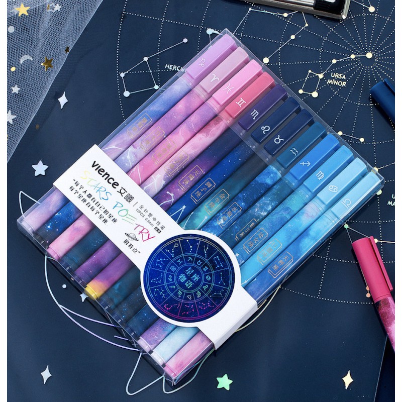 Galaxy Zodiac signs sign pen set (12 pcs) | Shopee Philippines