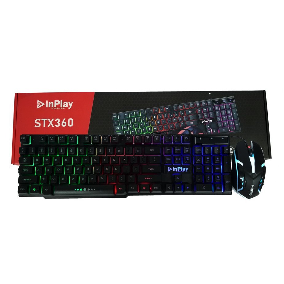 INPLAY STX360 Keyboard Mouse Bundle Suspended Rainbow Backlit Gaming ...