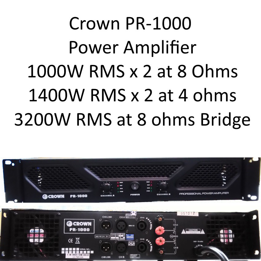Crown PR-1000 1000W X 2 RMS Power Amplifier | Shopee Philippines