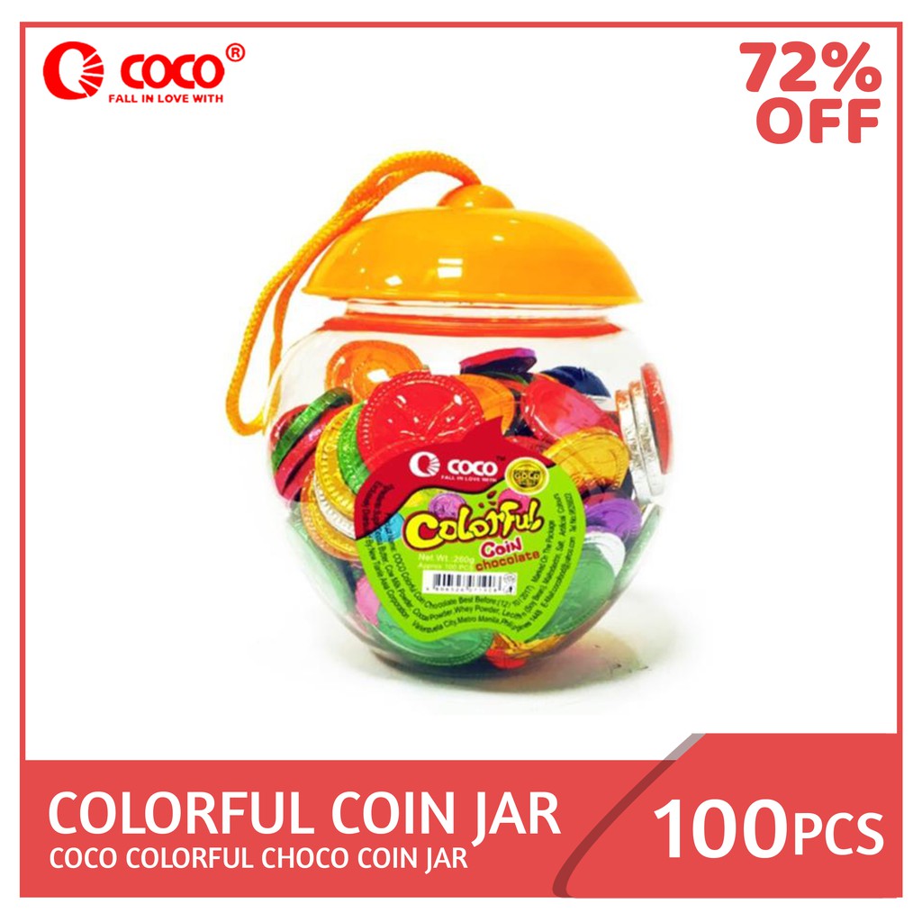 COCO Chocolate Colorful Coin Jar 100Pcs | Shopee Philippines