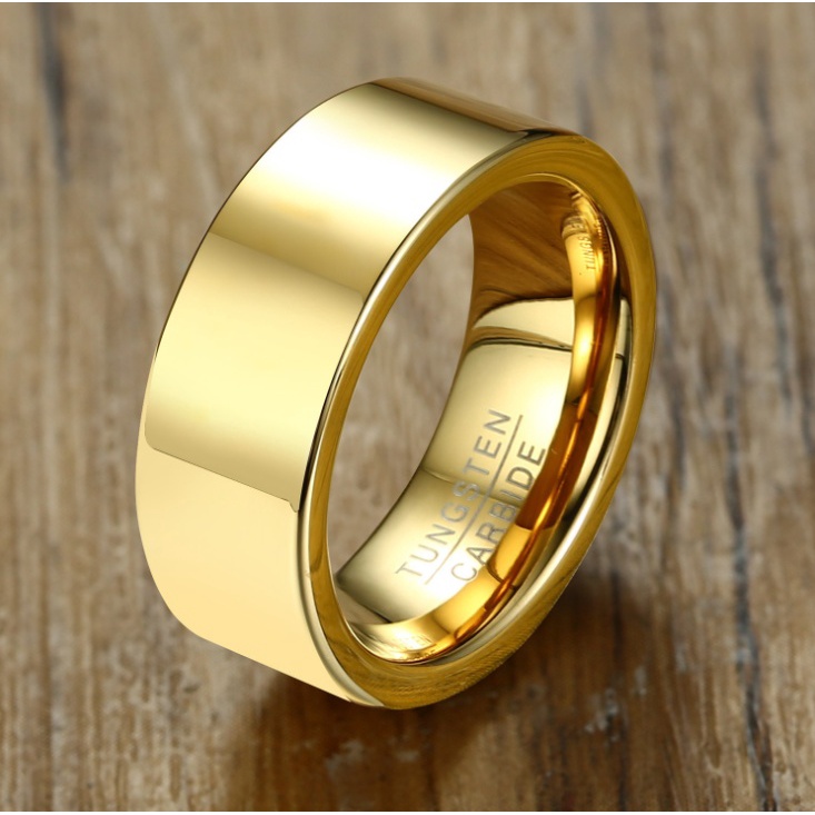 New 18K Gold Ring Men And Women Rings Stainless Steel Ring Simple Men's ...