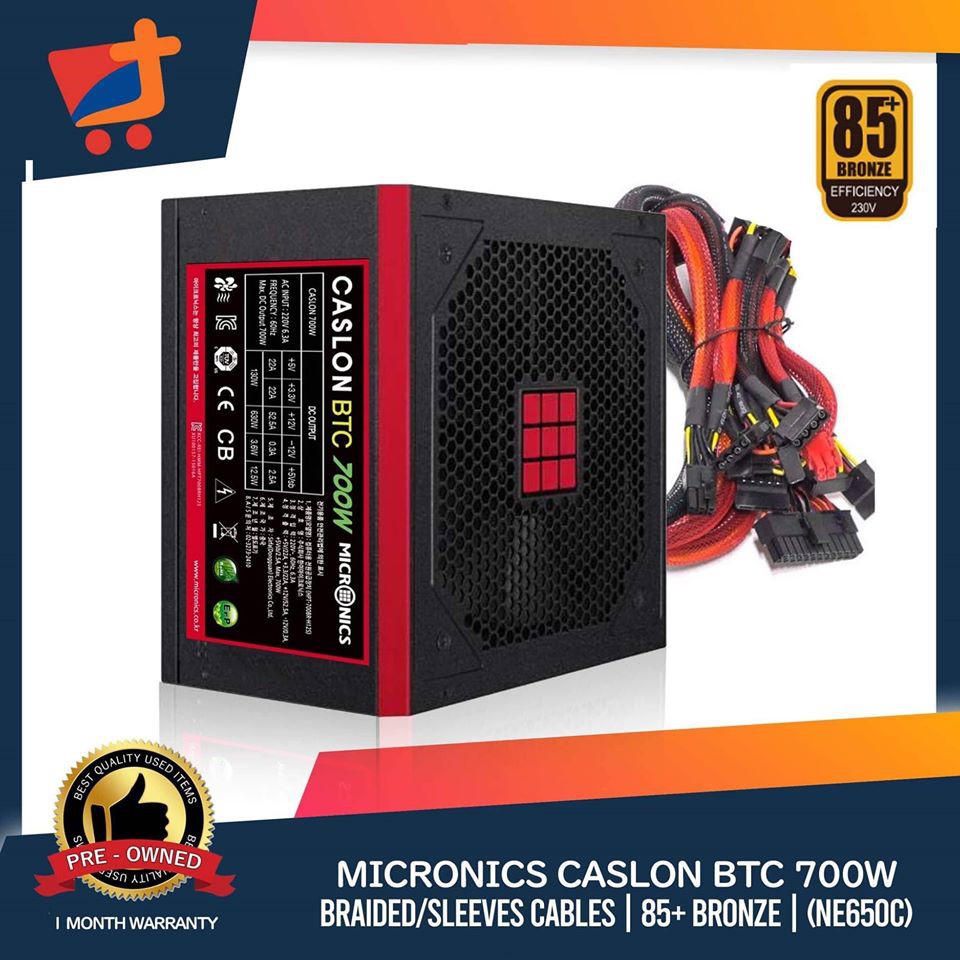 PSU Micronics Caslon BTC 700w 80plus Bronze Desktop Power Supply ...