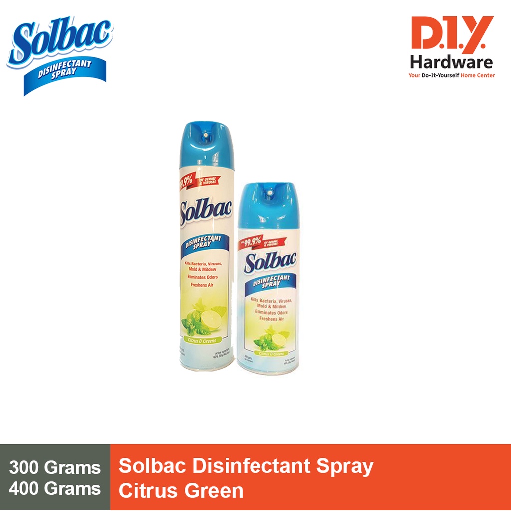 Solbac Disinfectant Spray Citrus Green 300 Grams | 400 Grams | Shopee ...