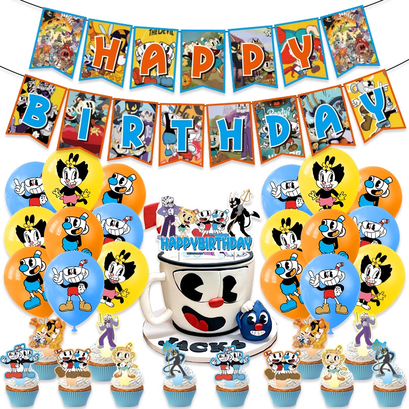 Game Cuphead Theme Kids Birthday Party Supplies Set Topper Balloon ...